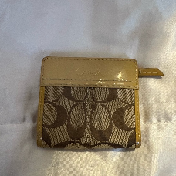 Coach | Bags | Coach Tan And Brown Signature Coin Pouch | Poshmark